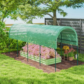 Outsunny zimní tunelový skleník s obloukovou střechou — ocelový rám a zemní kotvy, zasouvací otevřený tunel, 400 × 120 × 170 cm, zelený