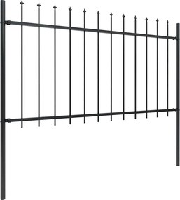 Zahradní plot s kopím nahoře ocelový 1005 x 100 cm černý 277616