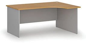 Kancelářský rohový pracovní stůl PRIMO GRAY, 1600 x 1200 mm, pravý, šedá/buk