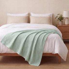 Mušelínový přehoz na postel Dusty green