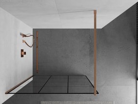 Mexen Kioto, sprchová zástěna Walk-In 110 x 200 cm, 8mm čiré sklo černý vzor, ​​měděný matný profil, 800-110-101-65-77