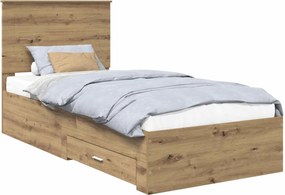 Rám postele s čelo Artisanový dub 90 x 190 cm Kompozitní dřevo 3409702