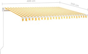Ručně zatahovací markýza 400 x 350 cm žlutobílá 3068978