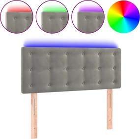 Čelo postele s LED světle šedé 90x5x78/88 cm samet 3122082