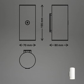 BRI 3786016 Lima LED venkovní nástěnné svítidlo, nabíjecí, 3 krokový dotykový stmívač, časovač, bílé - BRILONER