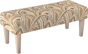 Dlouhá lavička 100x40cm barva béžová látka pletený vzor, vzorované