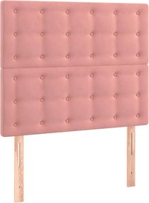 Čelo postele s LED růžové 100x5x118/128 cm samet 3122905