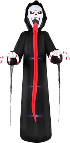 Outsunny Nafukovací Halloween kostlivec, 310 cm, s integrovanými LED světly, strašidelná dekorace pro vnitřní i venkovní použití