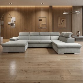 Sedací souprava COOL II | 191x343x220 cm | rozkládací + 2x úložný prostor | LEVÁ | lounge 18 světle šedá