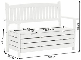 Tempo Kondela Zahradní lavice Amula s úložným prostorem, bílá - 124 cm