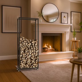 Stojan na palivové dřevo Hilta 25x60x150 cm – černá