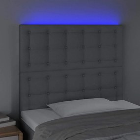 Čelo postele s LED světle šedé 100x5x118/128 cm textil 3122848