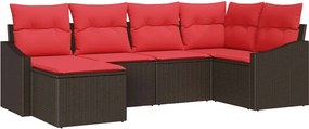 Set pohovek 6 ks Hnědá polyratan 3346794