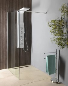 Aqualine Aqualine, WALK-IN stěna na instalaci na zeď se vzpěrou, jednodílná, 700 mm, čiré sklo, WI071