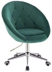 LuxuryForm DESIGN Otočné křeslo VERA VELUR na stříbrné podstavě s kolečky - zelené