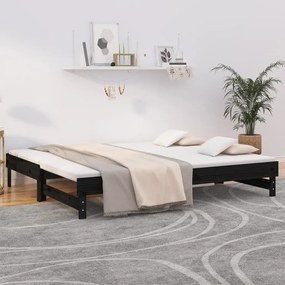Výsuvná postel černá 2x (80 x 200) cm masivní borovice,  823388