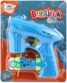 TEDDIES Bublifuk pistole modrá 13 cm / Hračka na bubliny / plast / na