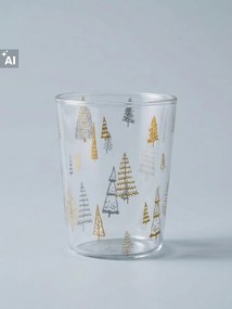 Sinsay - Sklenice s motivem vánočních stromků 2 pack - zlatá