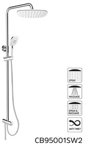 Mereo Sprchový set s tyčí, hadicí, ruční a talíř. hranatou sprchou Bílá