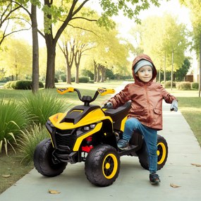 Elektroquad für Kinder, 3-6 km/h, LED-Scheinwerfer, Musik, USB, für 3-8 Jahre, Gelb