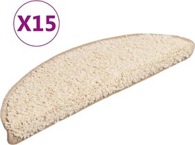 Schodové rohože 15 ks 56x17x3 cm krémové, půlkulaté 133896