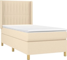 Box spring postel s matrací krémová 90x190 cm textil 3132118