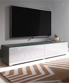 TV stolek LED 140 cm závěsný nebo stojící matera/bílý lesk Lowboard D