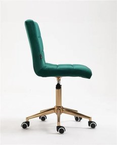 Velurová židle na zlaté kolečkové podstavě TOLEDO - zelená