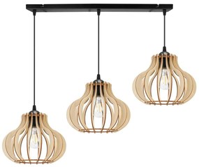Závěsné svítidlo Timber 3, 3x dřevěné stínítko