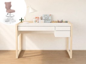 Benlemi Stůl STOLLY se 3 šuplíky a pastelkovníkem do dětského pokoje + ergonomická židle STARORŮŽOVÁ Zvolte rozměr židle: dítě 119 - 142 cm (výška stolu 68 - 81 cm)