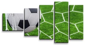 Sablio Obraz - 5-dílný Fotbalový míč v bráně - 100x60 cm