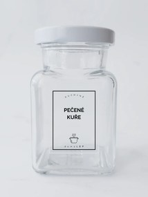 Samolepka na kořenky PEČENÉ KUŘE průhledná 3 × 4 cm tučné písmo