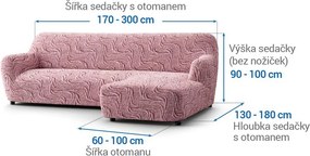 Bielastické potahy BRILLANTE bordó sedačka s otomanem vpravo (š. 170 - 300 cm)