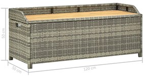Zahradní lavice s úložným prostorem 120 cm polyratan šedá,  46481
