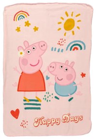 Růžová fleecová dětská deka PRASÁTKO PEPPA 100x140 cm