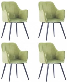 Jídelní židle 4 ks samet / ocel Dekorhome Zelená