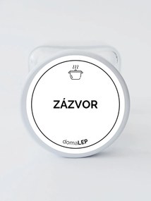 Samolepka na kořenky ZÁZVOR bílá 5 cm tučné písmo