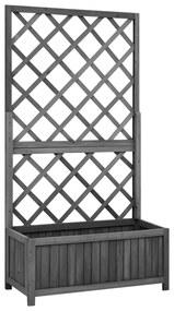 Květináč s mřížkou černý 70 x 30 x 135 cm masivní jedlové dřevo 316427