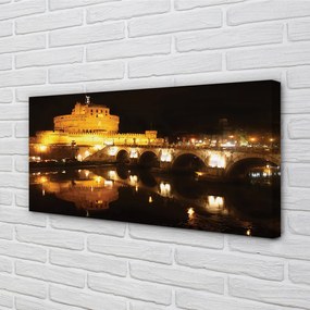 Obrazy na plátně Rome River mosty v noci 125x50 cm