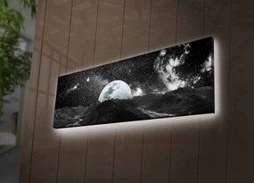 Obraz s LED osvětlením MĚSÍČNÍ KRAJINA 30 x 90 cm