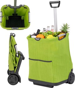 Costway Skládací nákupní vozík 50 l se 3 kapsami a výsuvným nákupním vozíkem