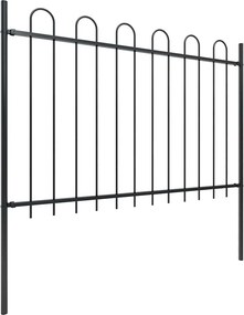 Zahradní plot s obloukem nahoře ocelový 1339 x 120 cm černý 277672