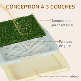 PawHut psí toaleta s umělým trávníkem, mřížkovou deskou a podnosem, tréninková podložka pro domácí mazlíčky, 46,5 x 34 cm