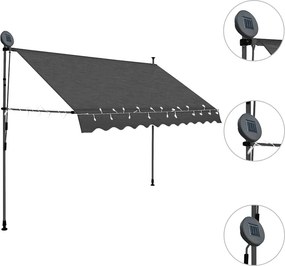 Ručně zatahovací markýza s LED světlem 250 cm antracitová 145865