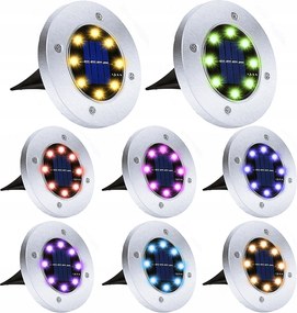 Solární Světla Do Zahrady Lampy Led Disk Zapichovací Zahradní Rgb 8x