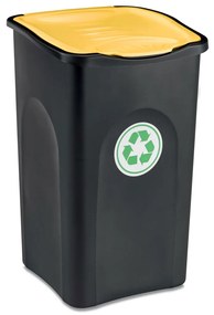 STEFANPLAST Odpadkový koš na tříděný odpad ECOGREEN 50 l, černý/žluté víko