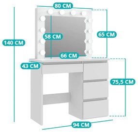 Barcelona toaletní stolek, ve více barvách, bílá