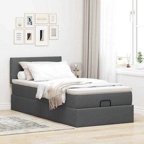 Osmanský rám postele s matrací tmavě šedá 80x200cm textil 3311332