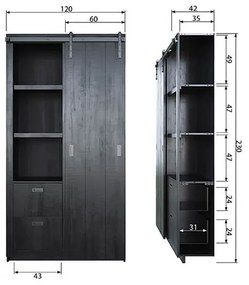 Skříň s posuvnými dveřmi slide barn černá MUZZA