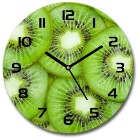 Wallmuralia Skleněné nástěnné hodiny kulaté Kiwi fi 30 cm